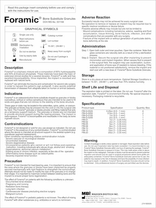 Foramic® Bone Substitute Granules | MBI